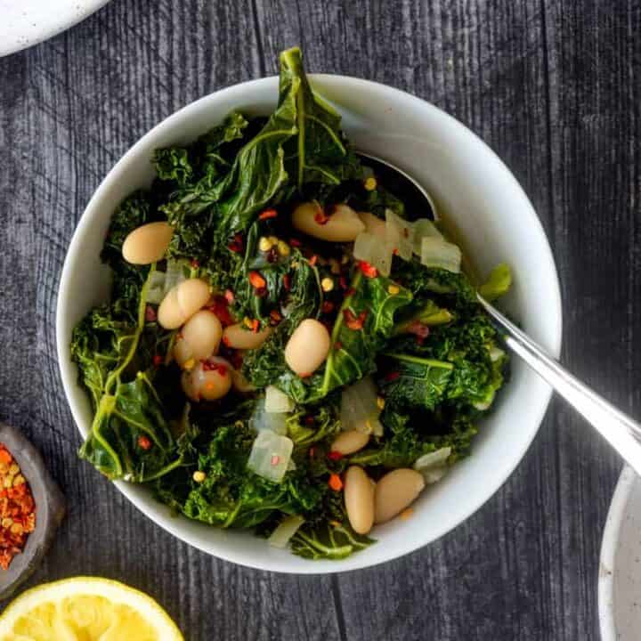Braised Kale with White Beans & Garlic | Worn Slap Out