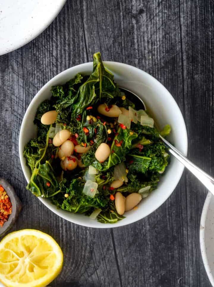 Braised Kale with White Beans & Garlic | Worn Slap Out