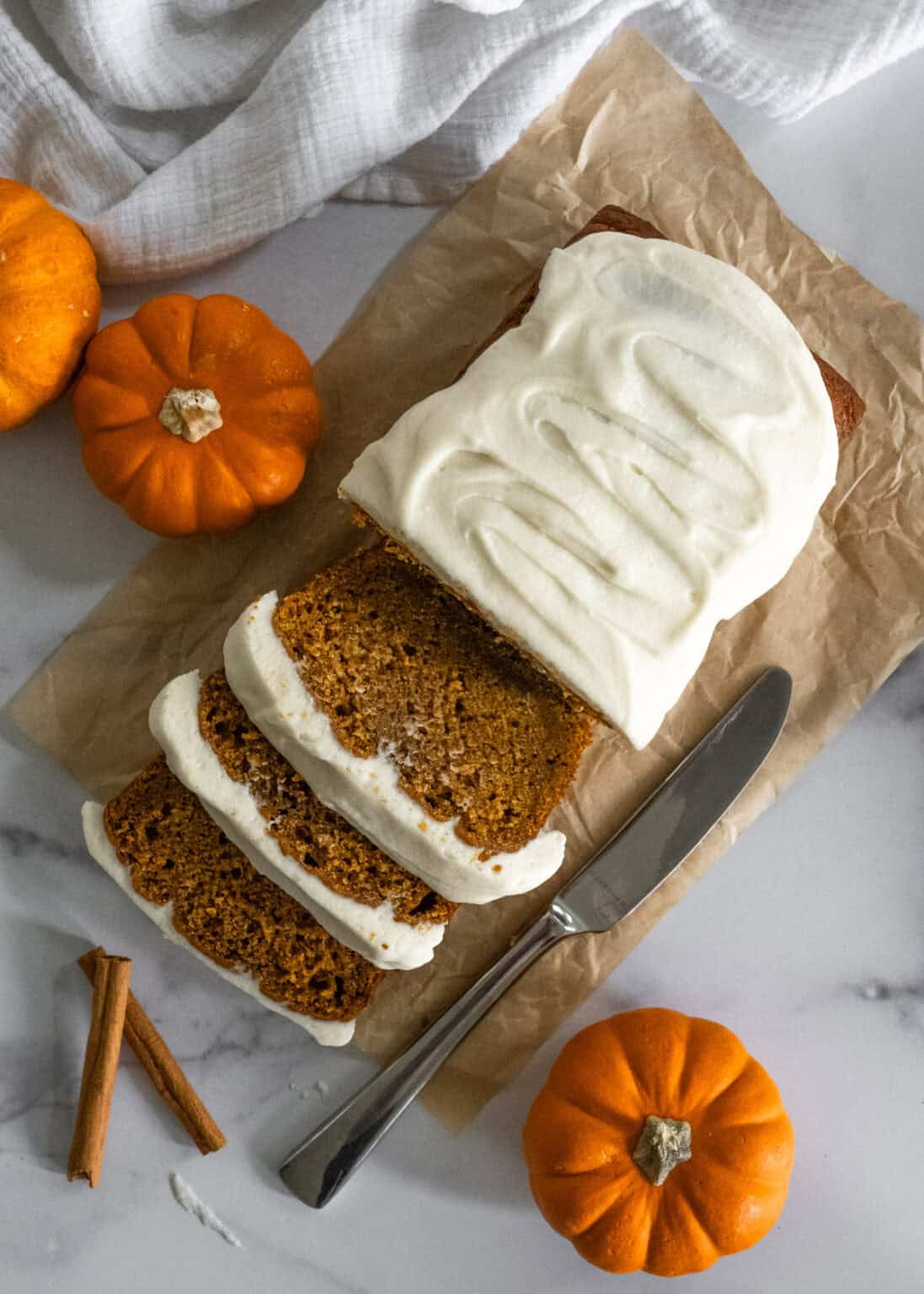 Moist Pumpkin Loaf with Cream Cheese Frosting | Worn Slap Out