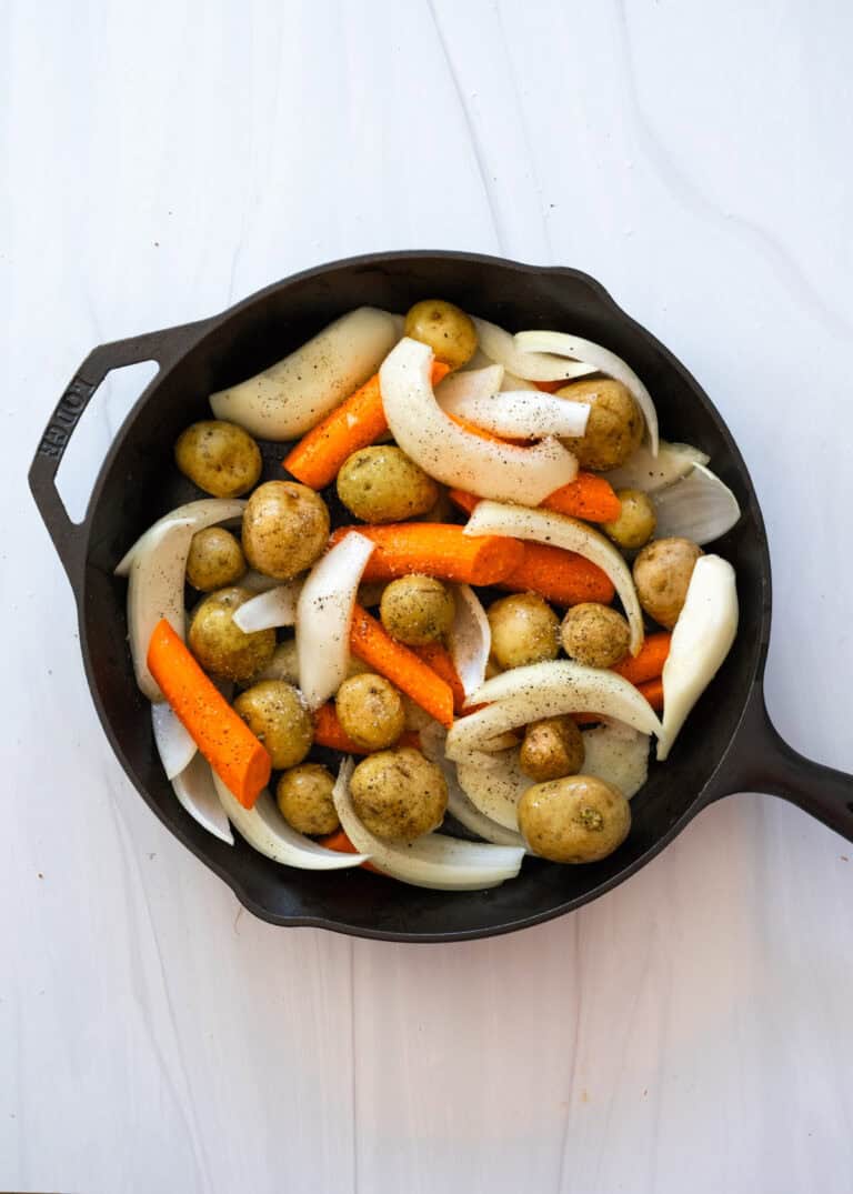 Easy Cast Iron Roast Chicken with Root Vegetables | Worn Slap Out