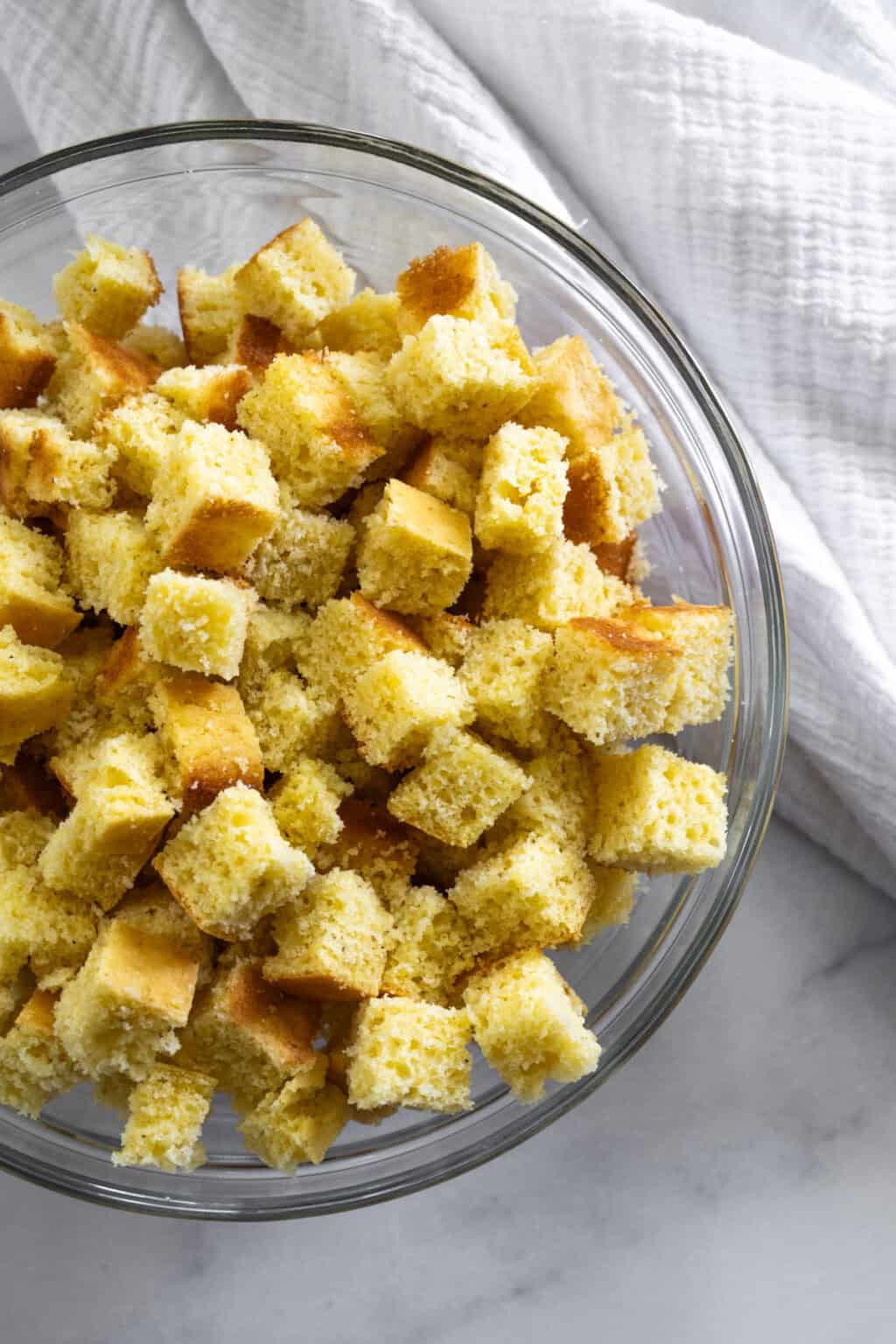 Easy Peasy Cornbread Croutons - Worn Slap Out