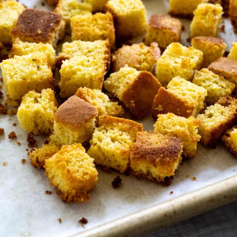 Easy Peasy Cornbread Croutons | Worn Slap Out