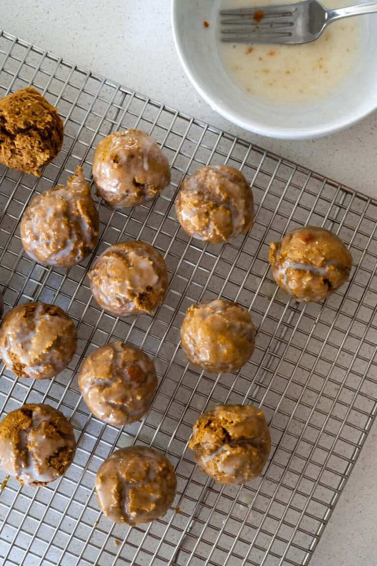 Four Ingredient Glazed Pumpkin Donut Holes | Worn Slap Out